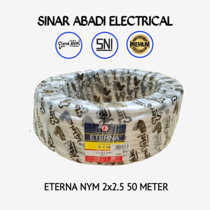 Jual ETERNA Kabel Listrik NYM 2x2.5 2x2,5 Kawat Tembaga SNI LMK - 50 Meter | Shopee Indonesia