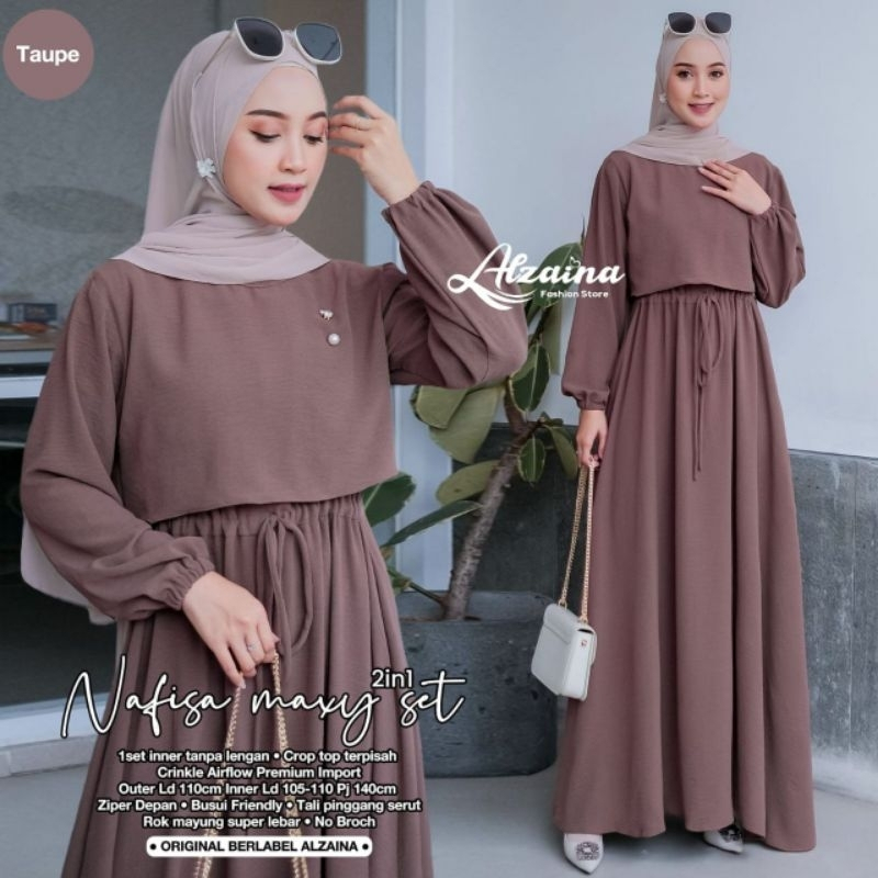 Jual Inner+Outer ( Crinkle Airflow ) Nafisa Maxy Set 2 in1 Korea Gamis ...