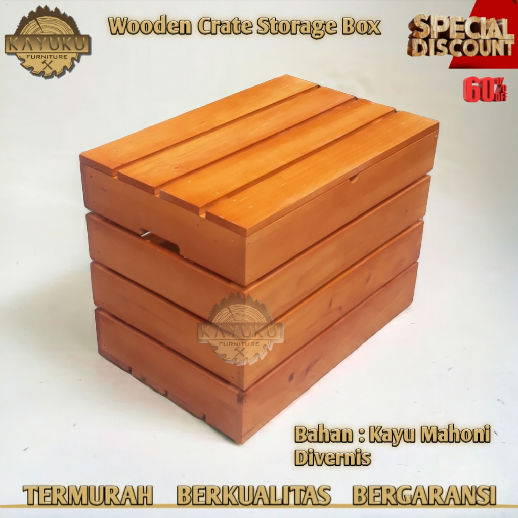 Jual TERMURAH Wooden Crate Tutup Model Crate 50x50x50 cm Tempat ...