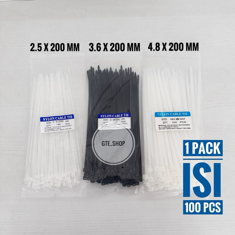 Jual Kabel Ties 20cm (200mm) PROMO TERMURAH Cabel Tie Warna Putih Dan Hitam 1Pack isi 100Pcs ...