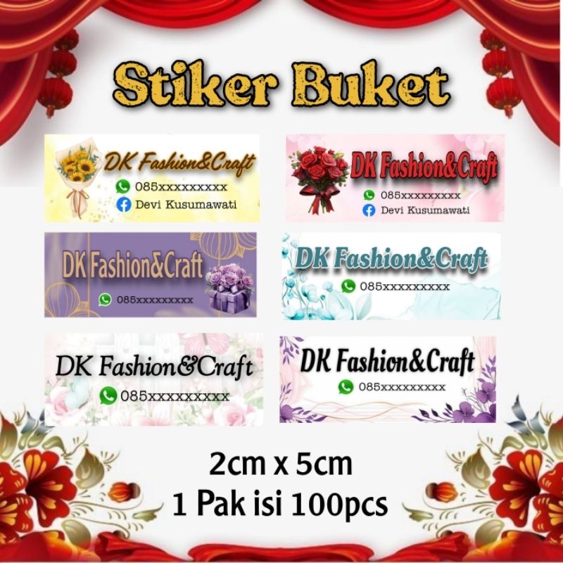 Jual Stiker Buket Custom Nama isi 100pcs | Shopee Indonesia