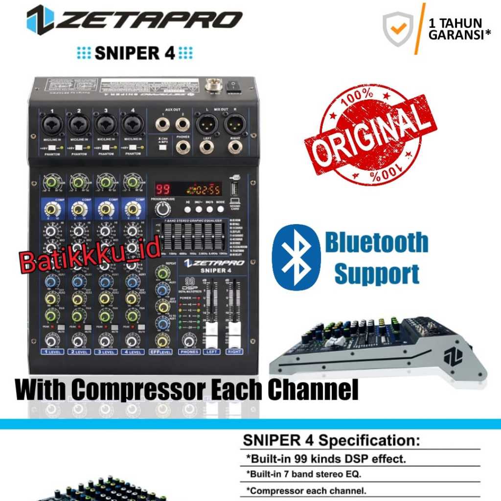 Jual Mixer ZETAPRO SNIPER 4 SNIPER4 ORIGINAL 4Ch New With Compressor | Shopee Indonesia