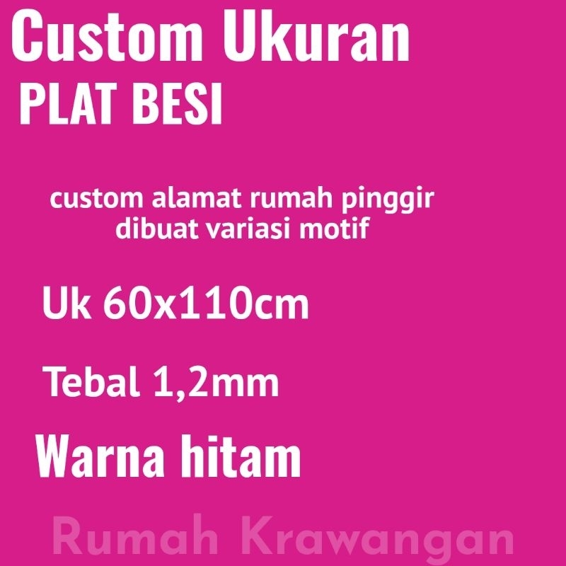 Jual custom plat besi hitam alamat rumah uk 60x110cm tebal 1,2mm ...