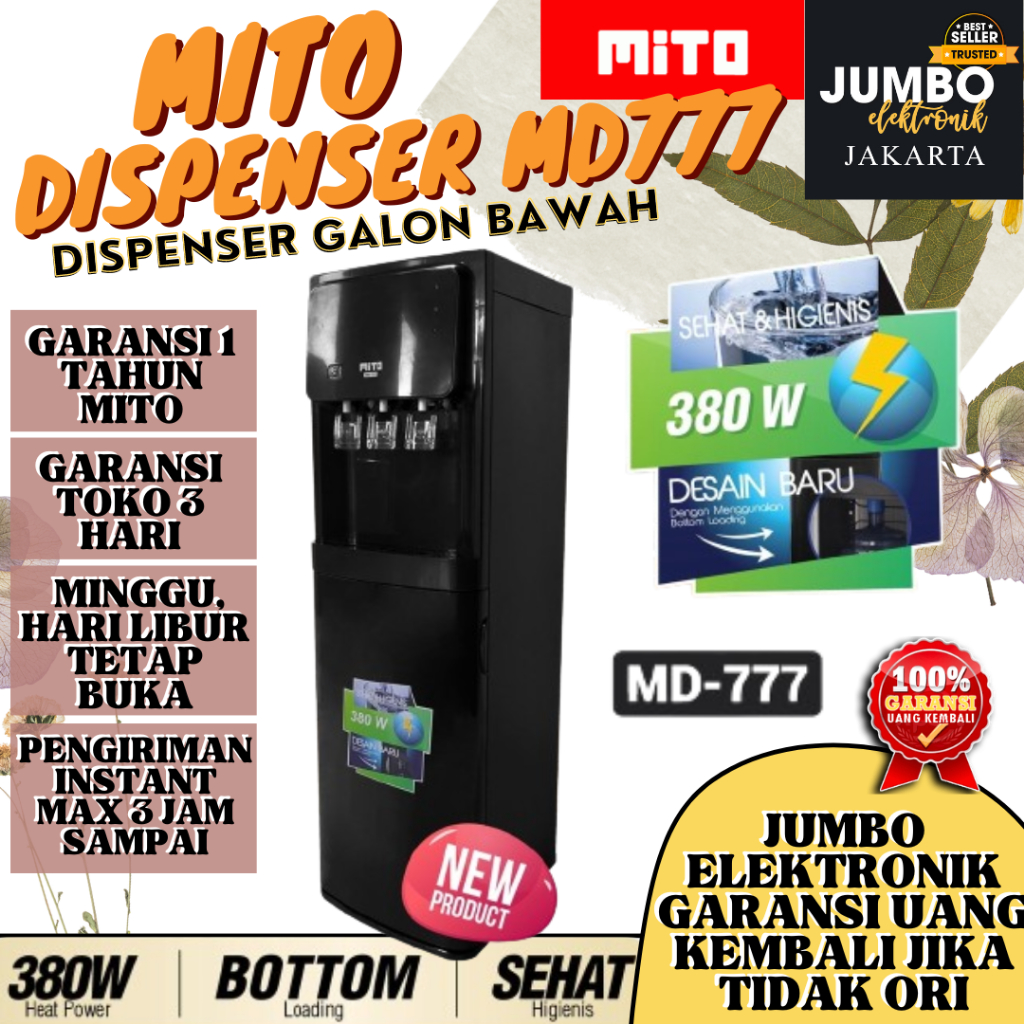 Jual MITO Water Dispenser Galon Air Atur Panas, Normal dan Dingin MD777 ...