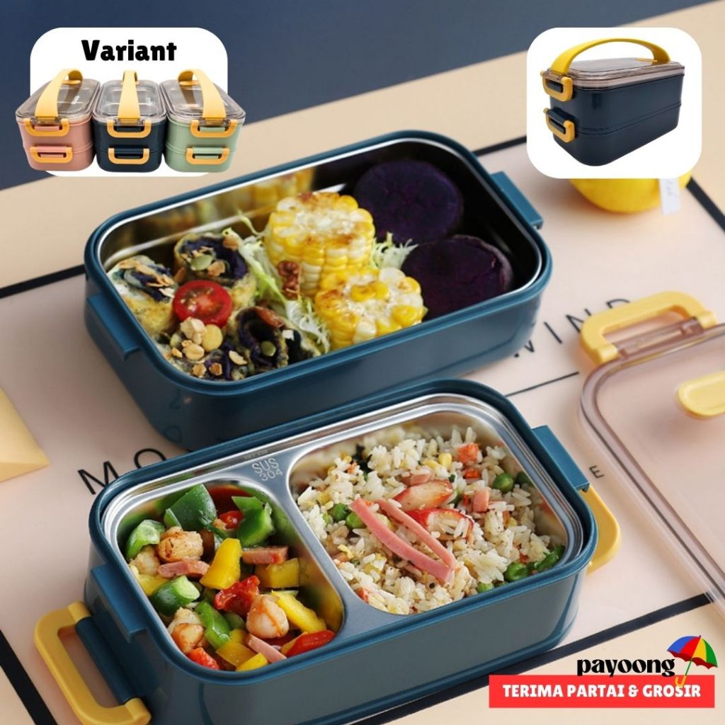 Jual Lunch Box Stainless Premium 2 Tingkat (1.6L) Stainless Steel 304 ...