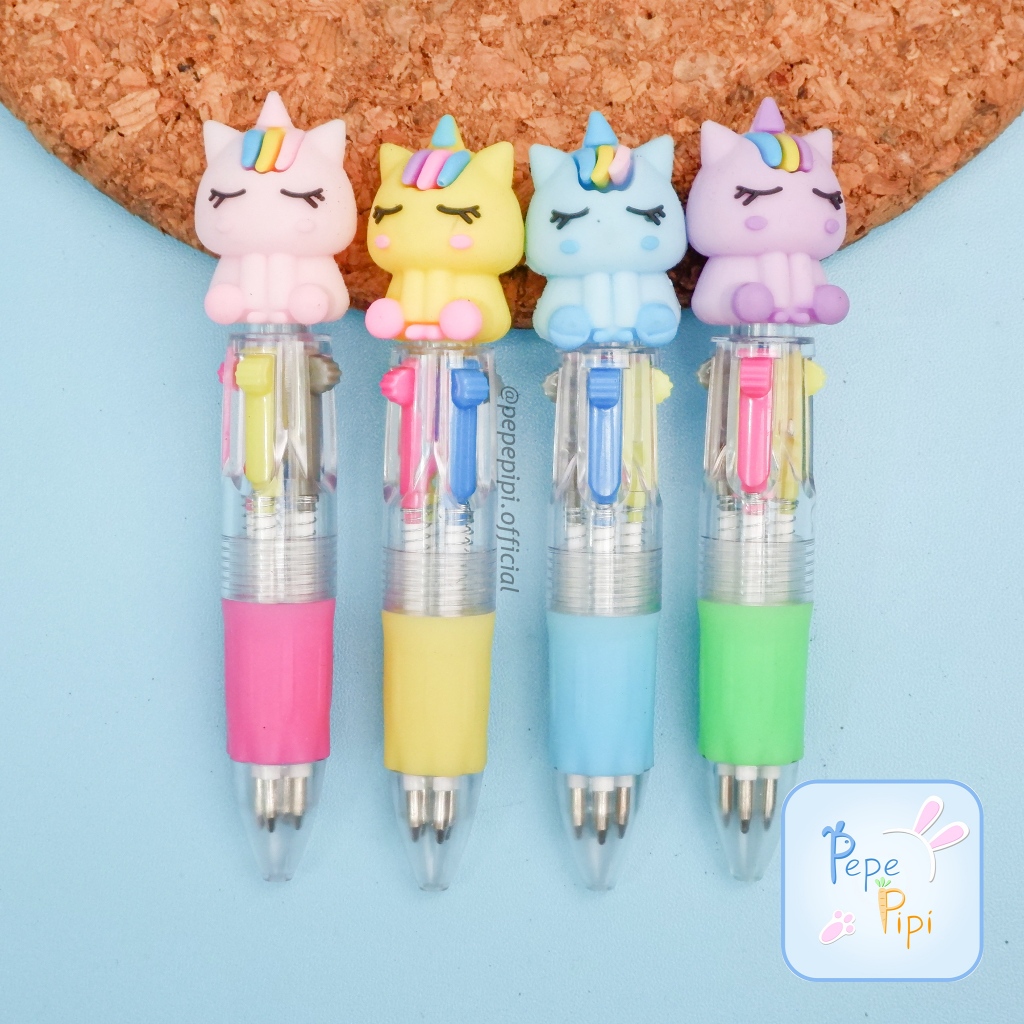 Jual Pena 4 Warna Pendek Unicorn Pulpen Mini Bolpen Bollpoint Bolpoin ...