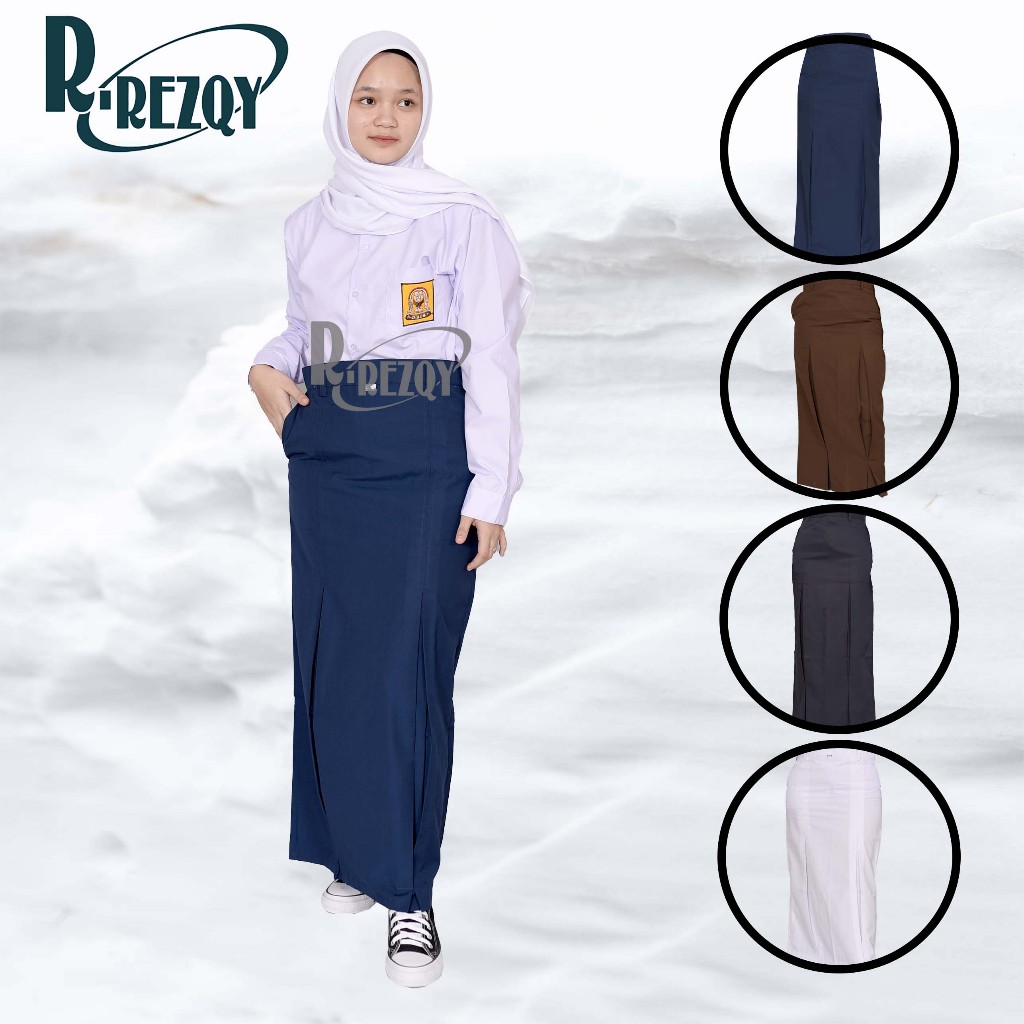 Jual R Rezqy - Rok Smp Panjang Span Lipatan 2 Seragam Sekolah Smp Warna Biru Putih Hitam Coklat ...