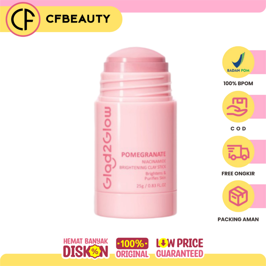 Jual GLAD2GLOW Pomegranate Niacinamide Brightening Clay Stick Mask | Shopee Indonesia