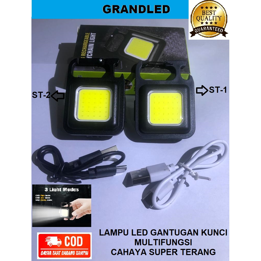 Jual Lampu Senter Super Terang Led COB Mini USB Charger Dengan Gantungan Kunci Untuk Outdoor ...