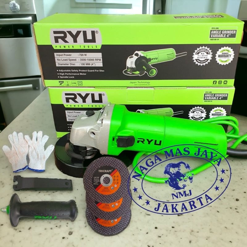 Jual MESIN GERINDA TANGAN 4 INCH RYU RSG 100-5V VARIABLE SPEED / MESIN GURINDA TANGAN 4" RYU RSG ...