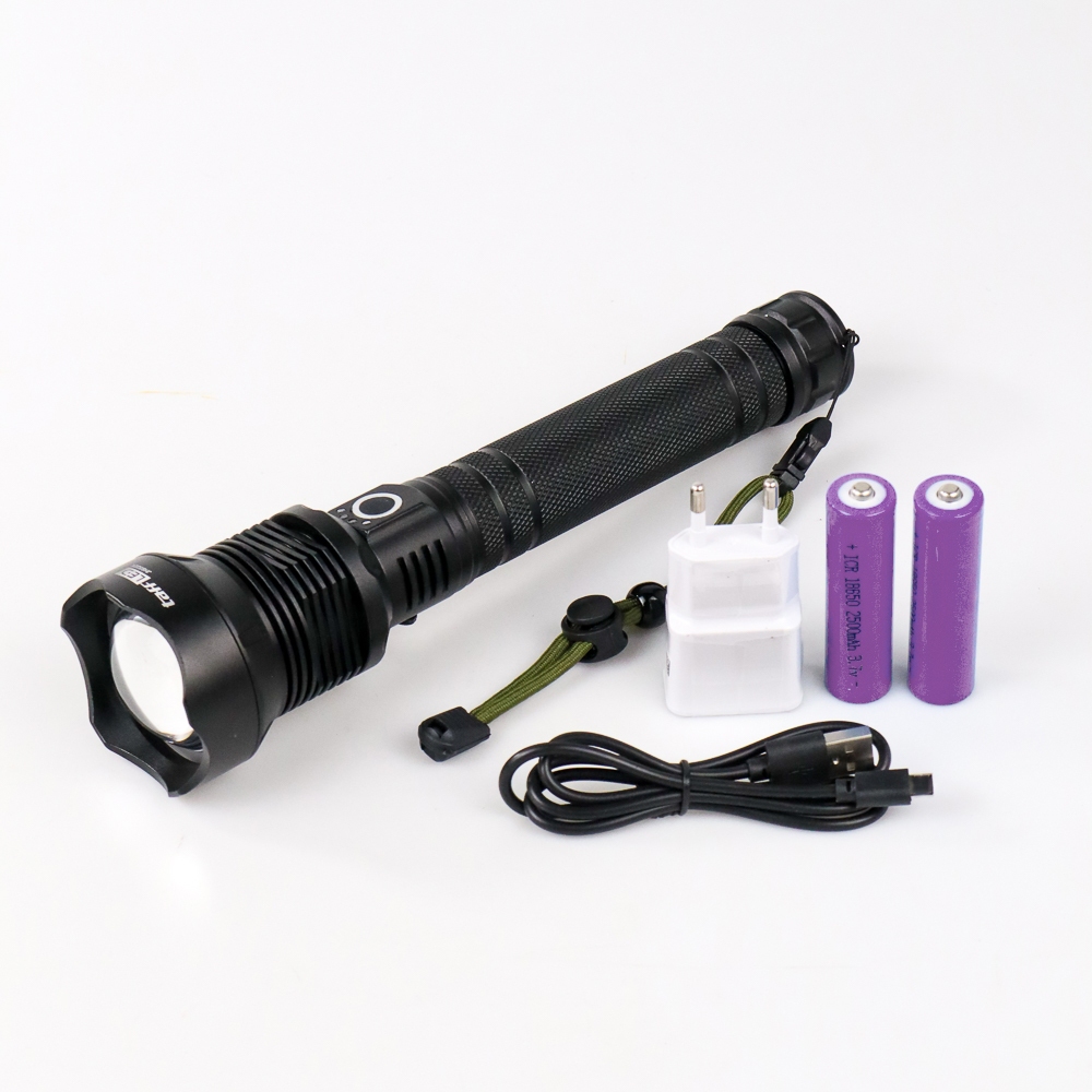 Jual Senter LED XHP 70 2000 Lumens + 2 x Baterai 18650 Flashlight USB ...