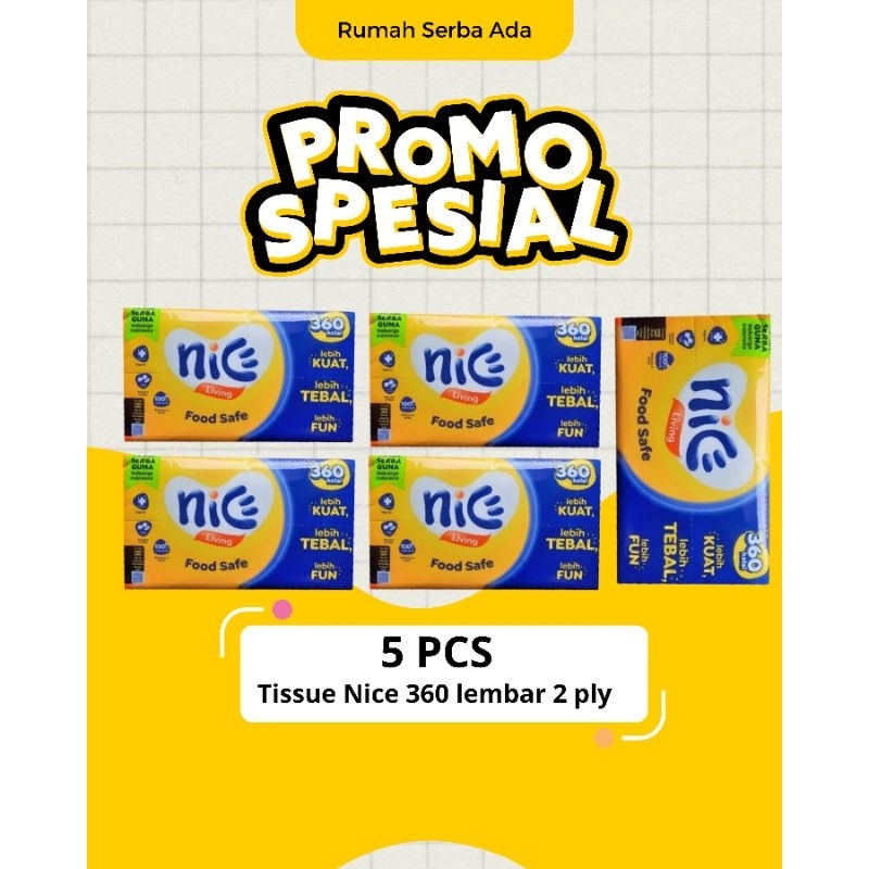 Jual Promo tissue nice 360 lembar paket isi 5 pcs | Shopee Indonesia