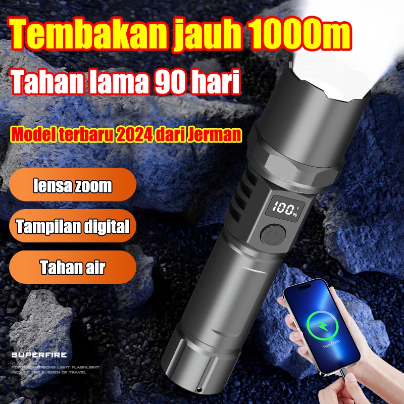 Jual Penyinaran 1000m tanpa pengisian daya selama 90 hari Senter super terang Senter mini Senter ...
