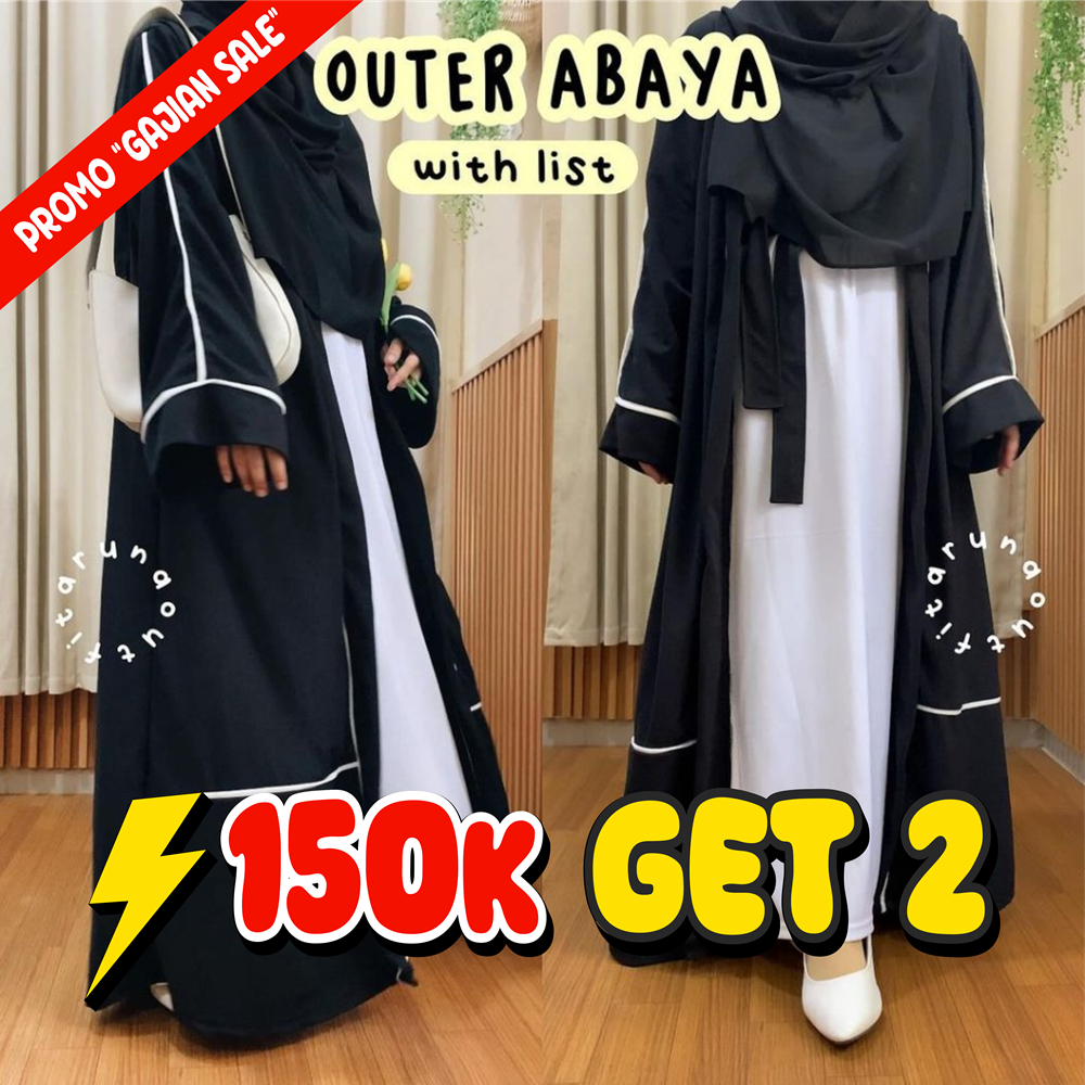 Jual ArunaOutfit - Outer Abaya With List (Outer + belt lepas pasang) | Shopee Indonesia