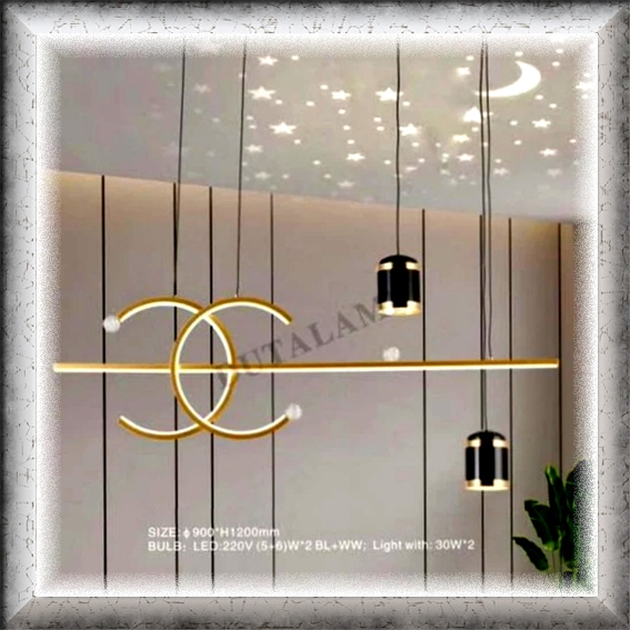 Jual lampu hias gantung led linear coffe shop cafe resto meja makan ...