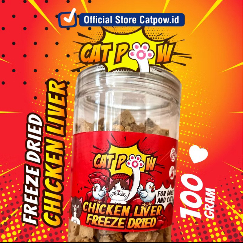 Jual CATPOW Freeze Dried Pet Snack for Dogs Cats 100 Gram Chicken Liver ...