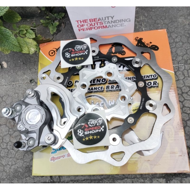 Jual paket Rem Kaliper 2p big logo plus disc galfer breket 260 mm mio smile / mio soul /xeon ...
