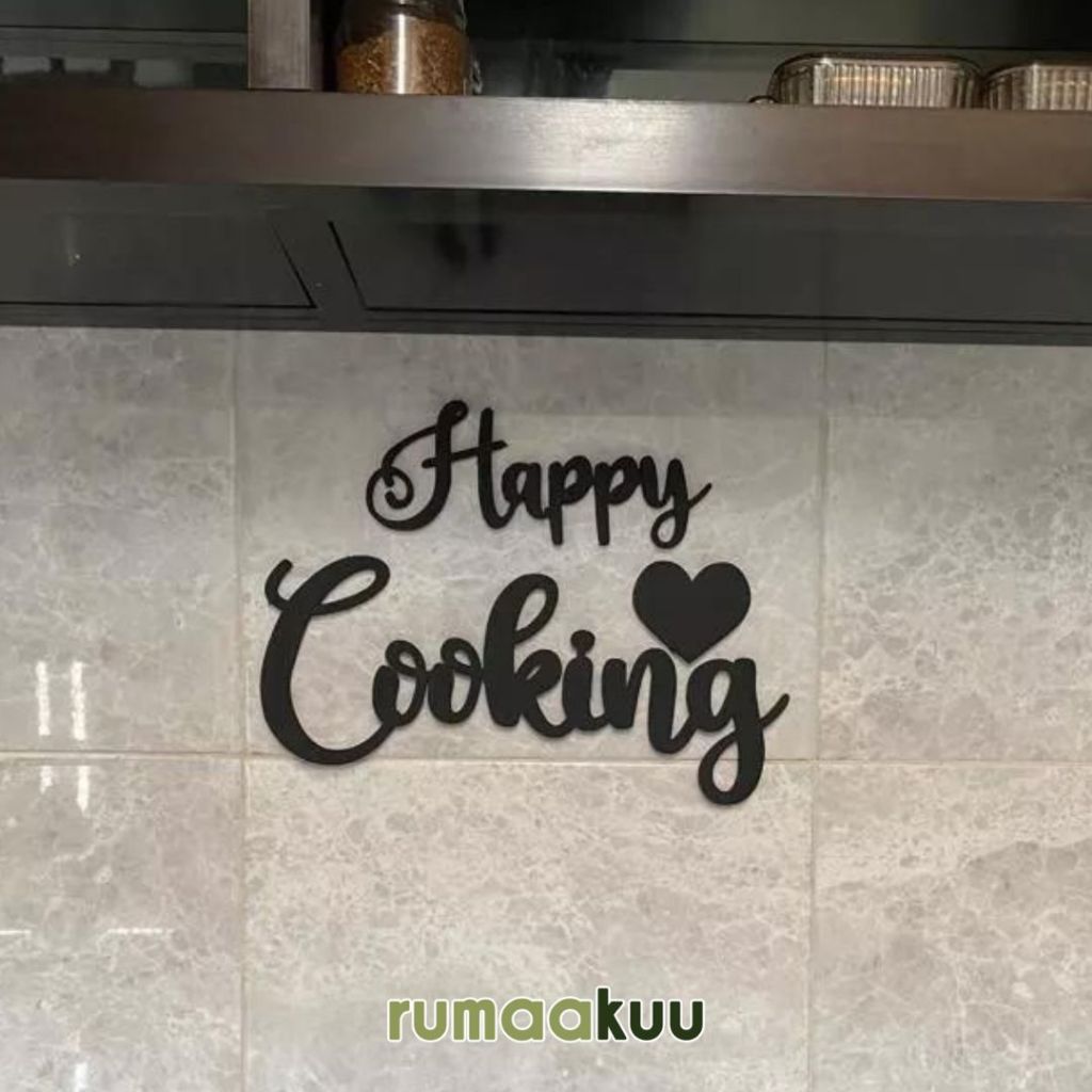 Jual Rumaakuu Hiasan Dinding Dapur Tulisan Happy Cooking – Minimalis ...