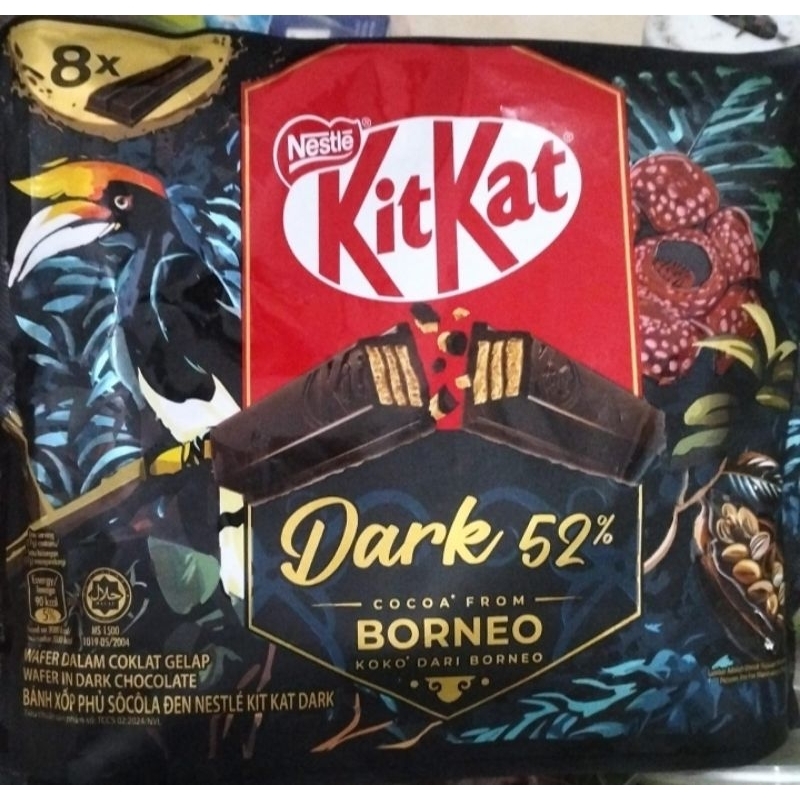 Jual Kitkat dark 52% cocoa Borneo / Kitkat borneo isi 8 | Shopee Indonesia