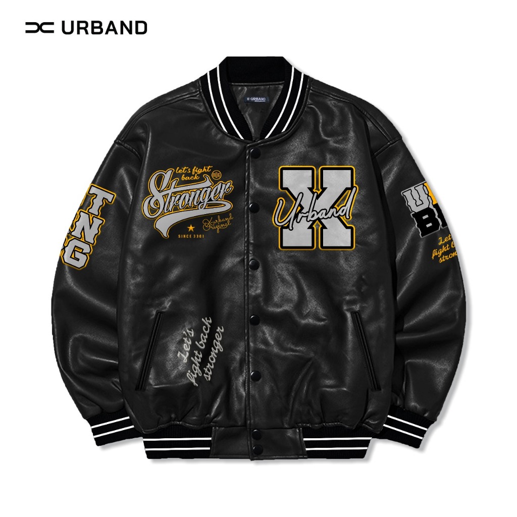 Jual X U A Jaket Varsity Kulit Sintetis Bomber Pria | Shopee Indonesia