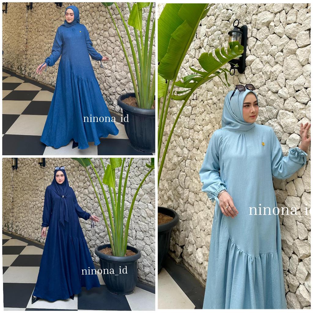 Jual READY GAMIS LUNA SERIES DENIM SET 2IN1 BY NINONA BEST SELLER ...