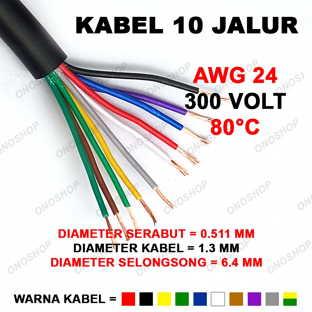 Jual Kabel AWG 24 (10 Jalur) + Selongsong @ 1 Meter | Shopee Indonesia