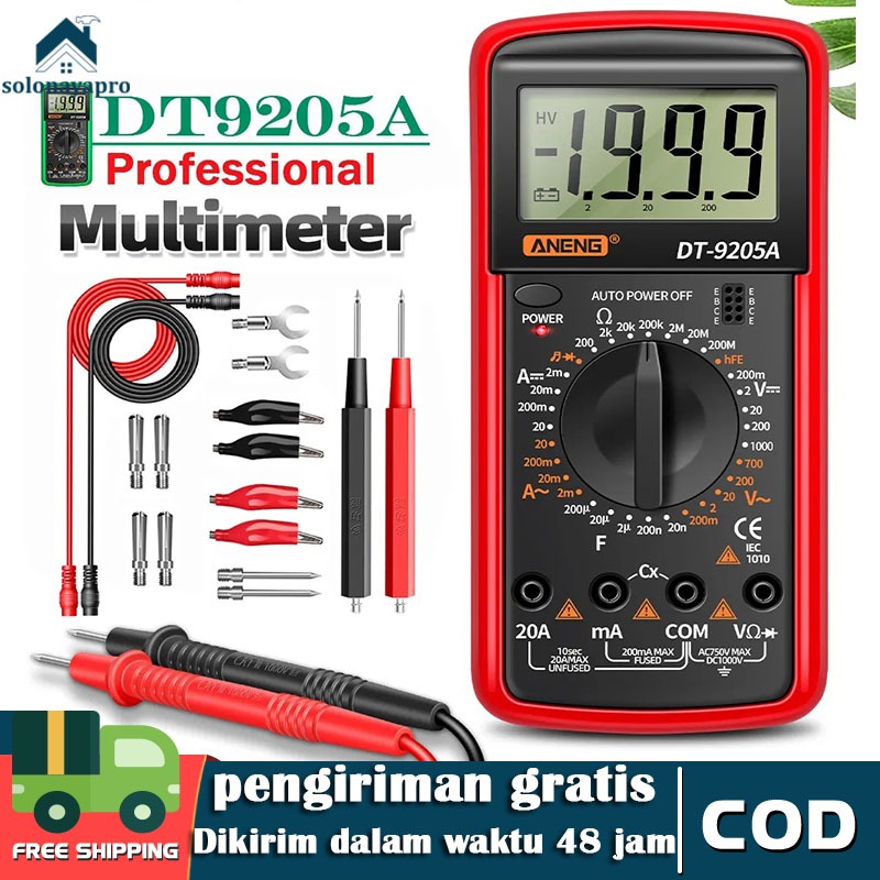 Jual DT9205A Digital Multitester Avometer DT-9205A Multi Tester Layar ...