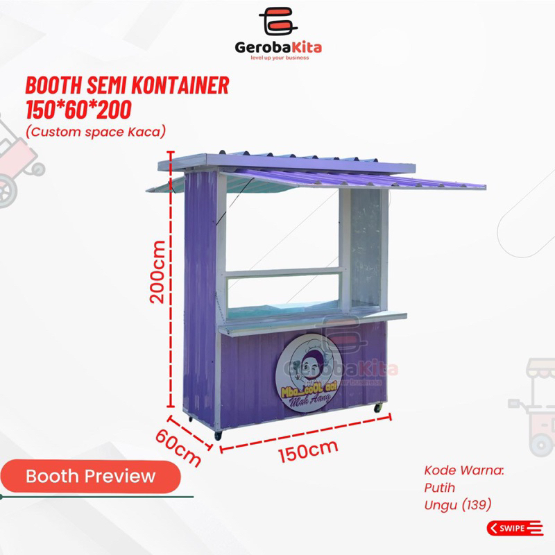 Jual Booth Semi Container 150x60x200 (Custom Sekat Kaca) | Shopee Indonesia
