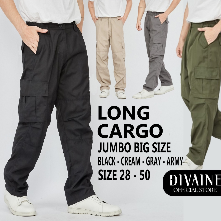 Jual DIVAINE [ 28-50 ] Celana Cargo Panjang Pria Jumbo Big Size Ripstop ...