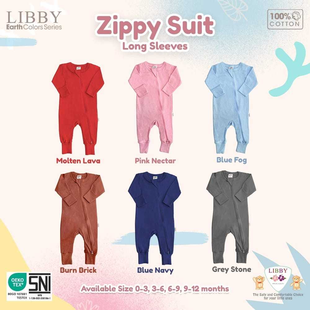 Jual Libby Sleepsuit Zipper Earth Colour Panjang Isi 3pcs (LB-SZPJ)- Romper Anak (WARNA RANDOM ...