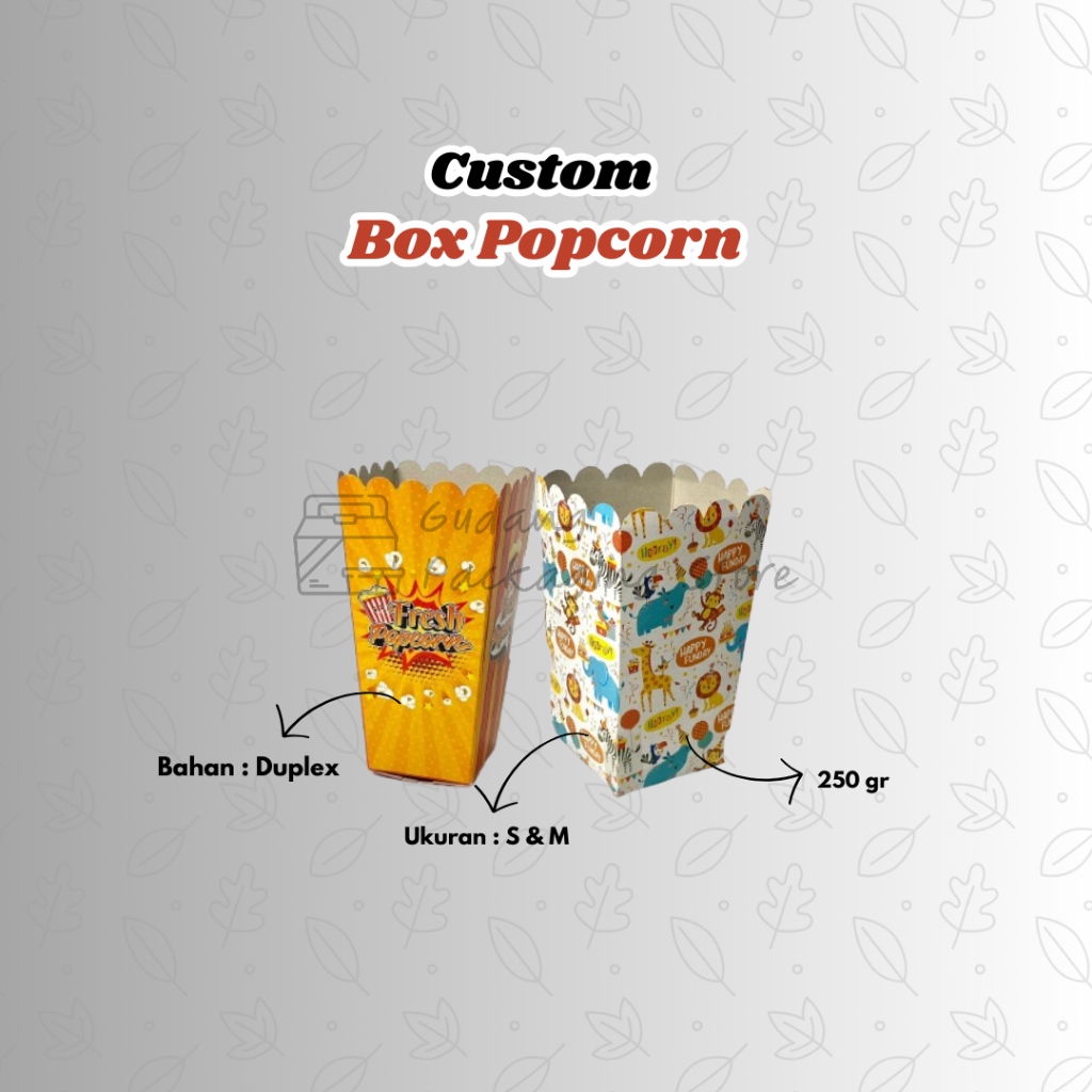 Jual Cetak Custom Box Popcorn | Size S & M | Dus Popcorn | Dus Kemasan ...