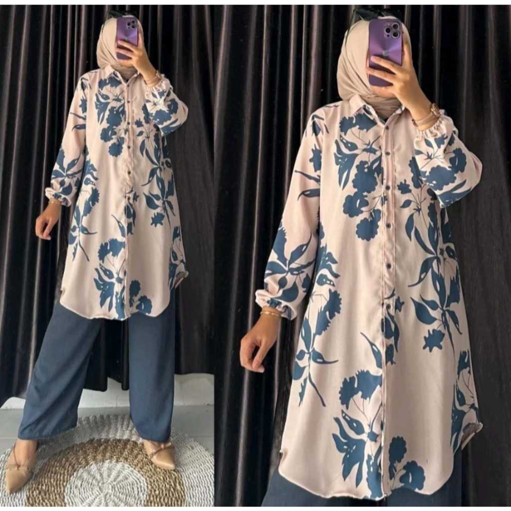 Jual Setelan tunik wanita jumbo motif bunga terlaris 2024 oneset munna ...