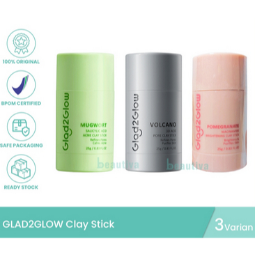 Jual Glad2Glow Clay Stick | Mugwort Salicylic Acid Acne Clay Stick - Volcano Pore Clay Stick ...