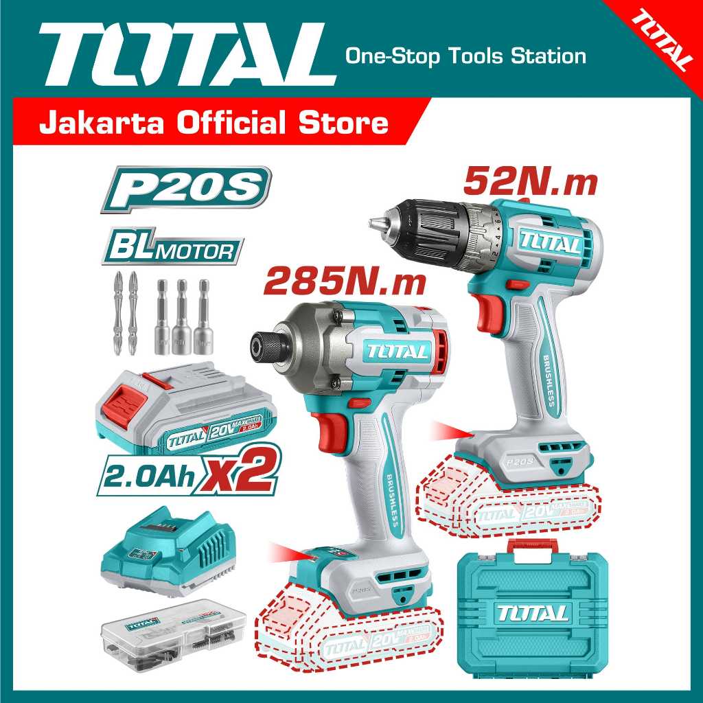 Jual TOTAL Cordless 2pcs Combo Kit TCKLI20272 | Shopee Indonesia