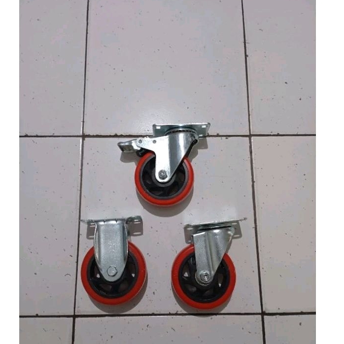 Jual roda etalase pvc pu merah heavy duty 4inch tersedia type mati ...