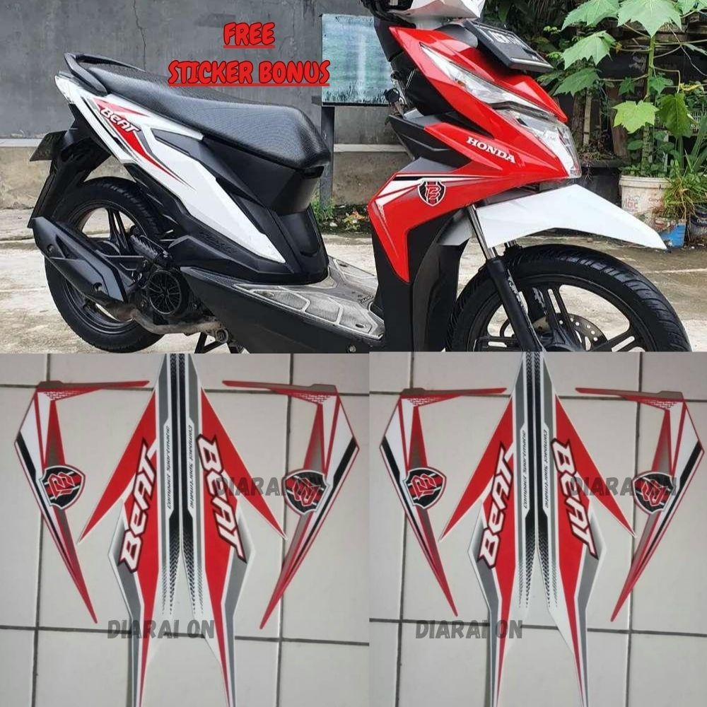 Jual Striping Stiker Honda Beat 2019 - Beat CBS Merah Putih Murah ...