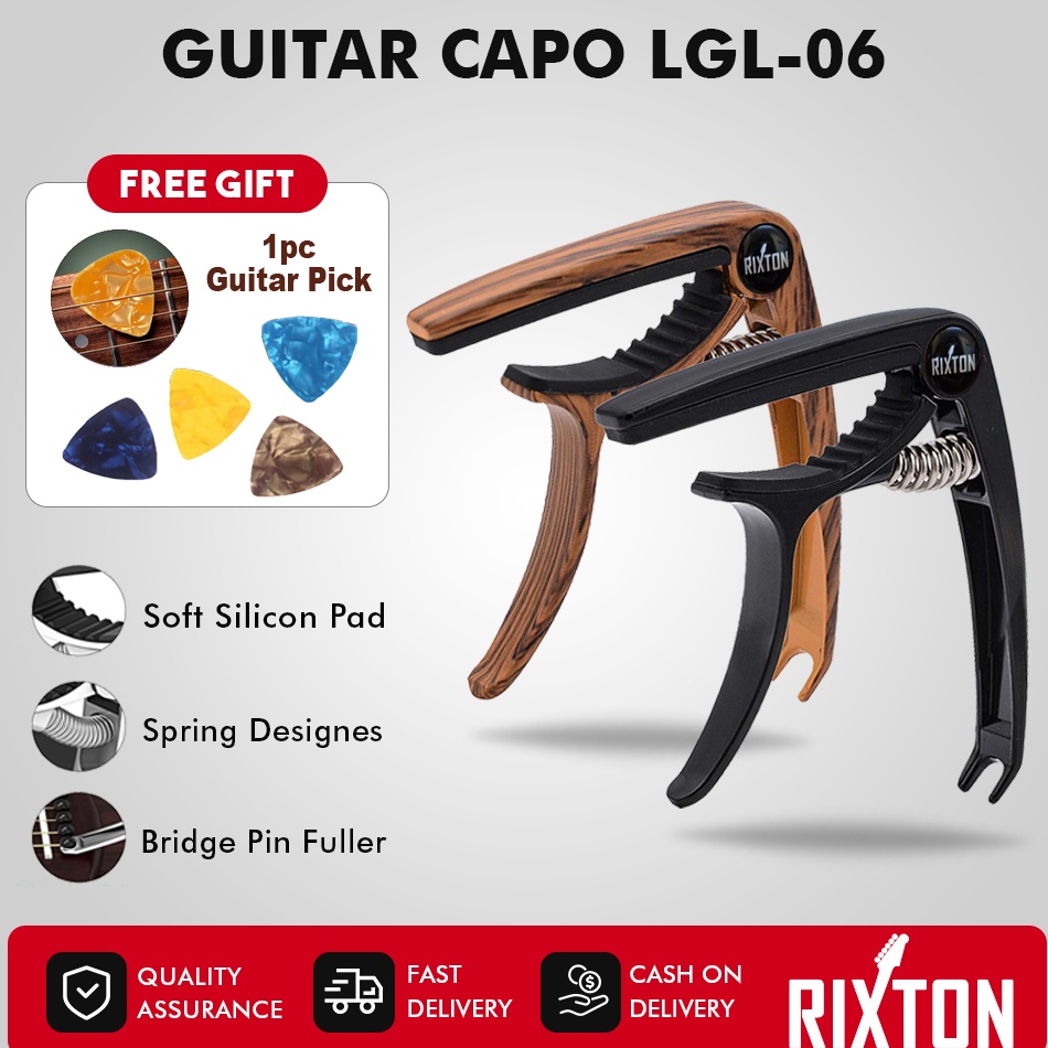 Jual KODE X75Y RIXTON Guitar Capo LGL6 Clamp Aluminium Alloy Metal Wood Grain Quick Change Key ...