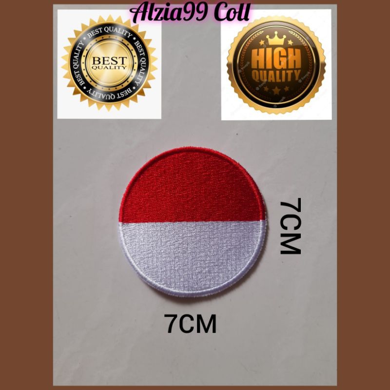 Jual Emblem Bordir Logo Bendera Merah Putih BULAT 7cm / Bordir Computer ...