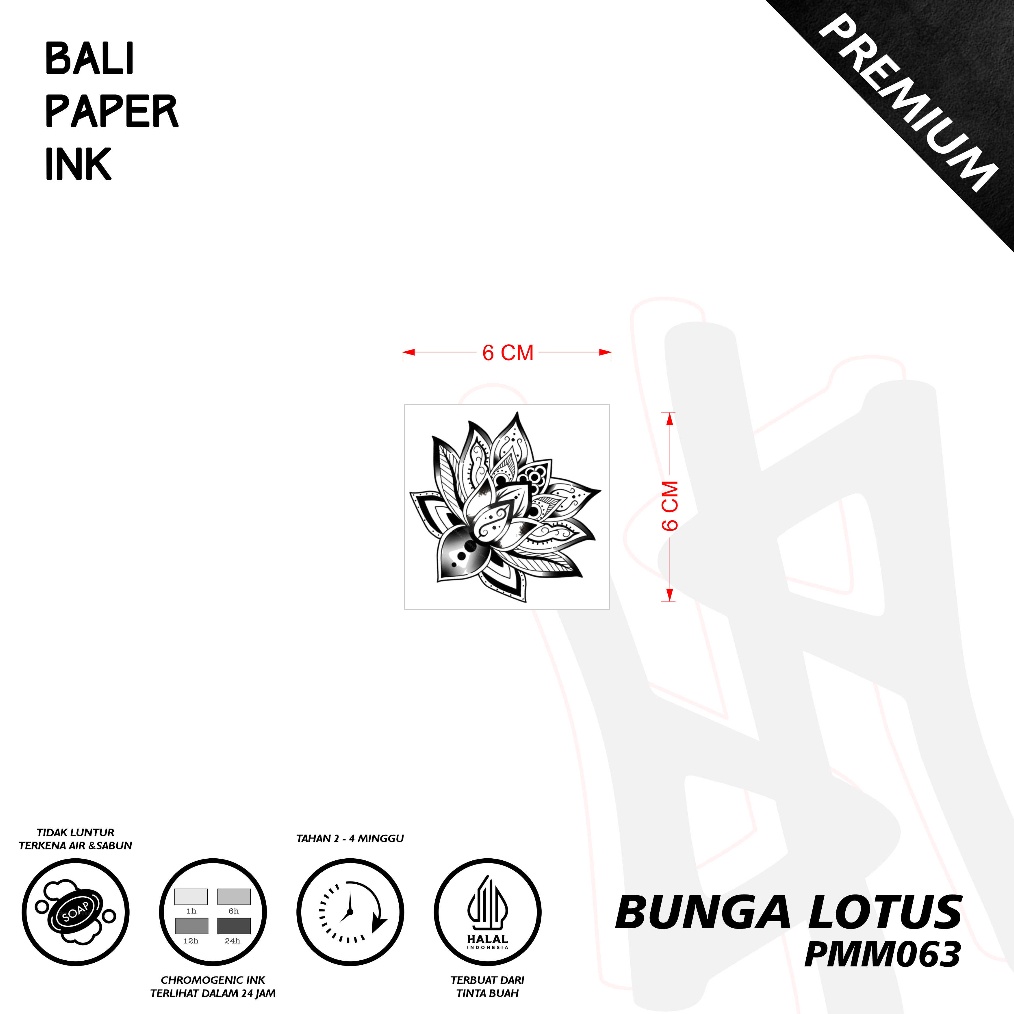 Jual KODE Q13N Tato Bunga Lotus PMM63 Premium Temporary Tattoo By Bali ...