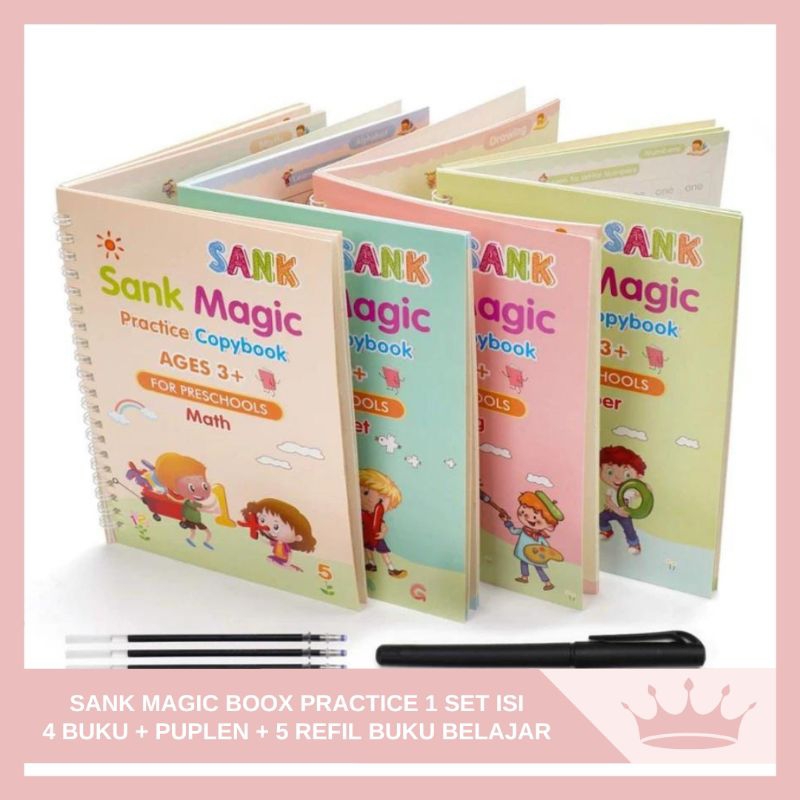 Jual SANK MAGIC BOOK PRACTICE 1 SET ISI 4 BUKU + PULPEN + 5 REFILL ...