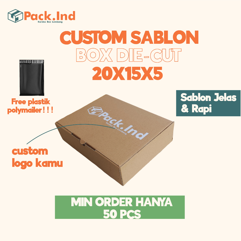 Jual (+SABLON) Kardus ukuran 20x15x5 | Box Die Cut | Kardus Packing ...