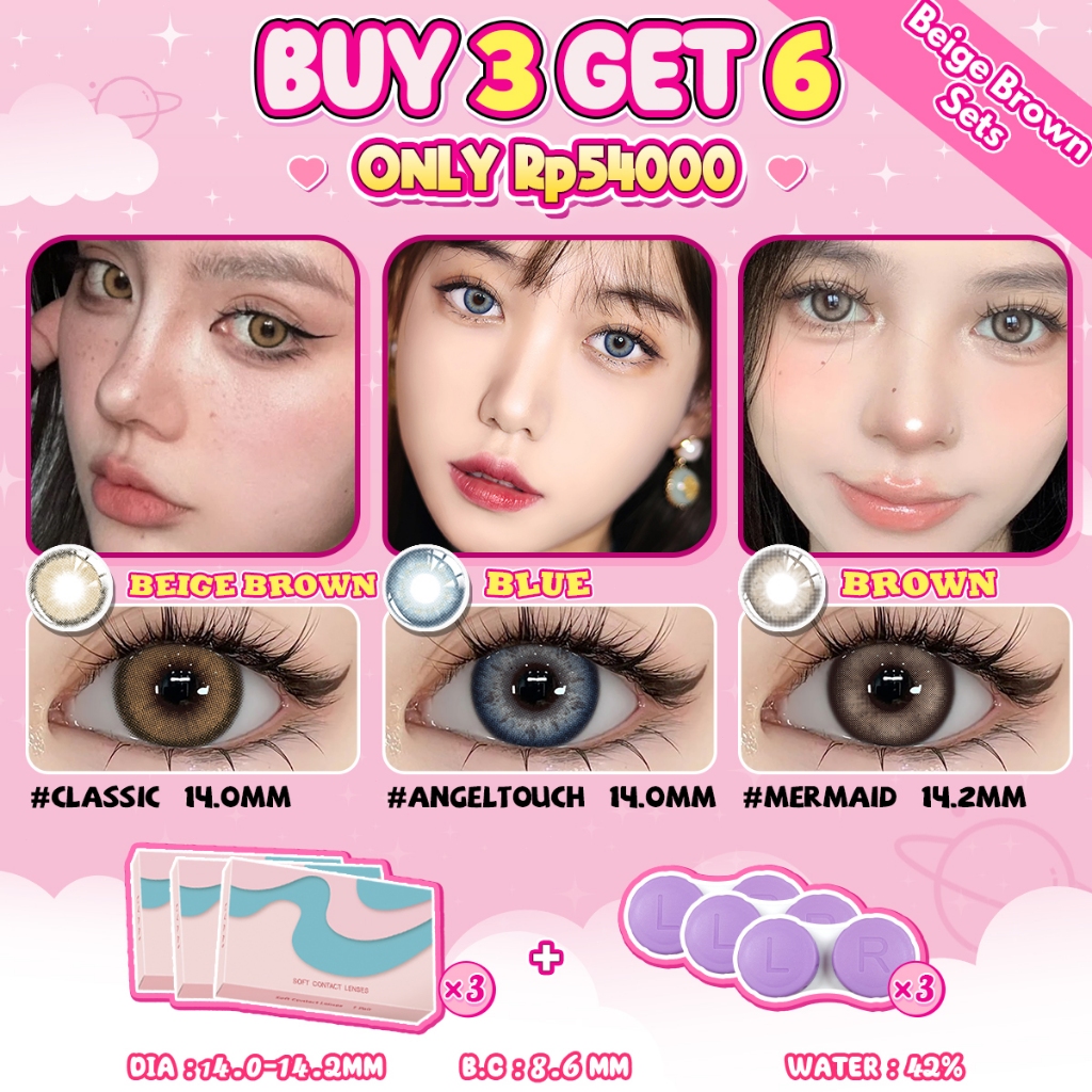 Jual UYAAI BUY 3 Get 6 UYAAI SOFTLENS LENSA KONTAK Contact Lens Eye 14.0mm-14.5mm 6 Months ...