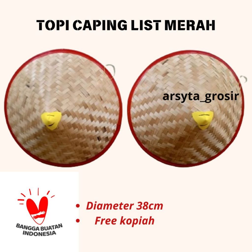 Jual Caping petani/Topi caping hias list merah diameter 40-45 | Shopee ...