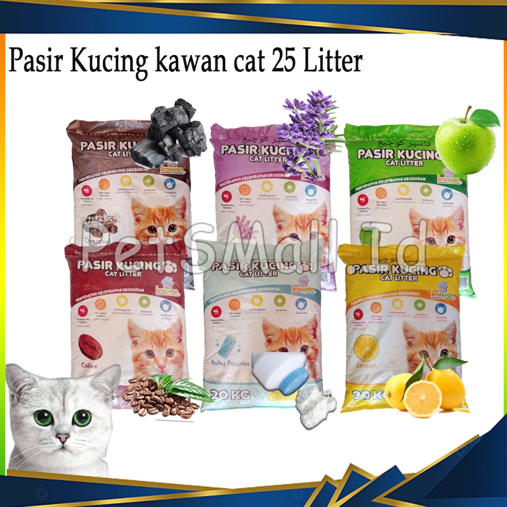 Jual Pasir Kucing Gumpal Wangi Kawan 20 kg | Pasir kucing Kawan ...