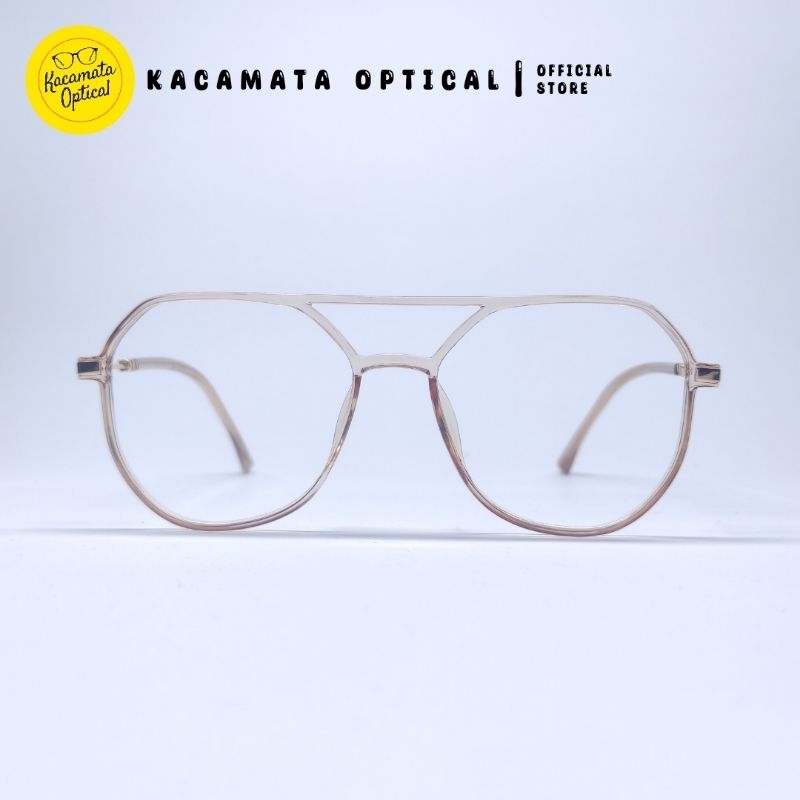Jual KACAMATA OPTICAL - Frame KMO50001 Kotak Gold Besi Plastik | Shopee ...