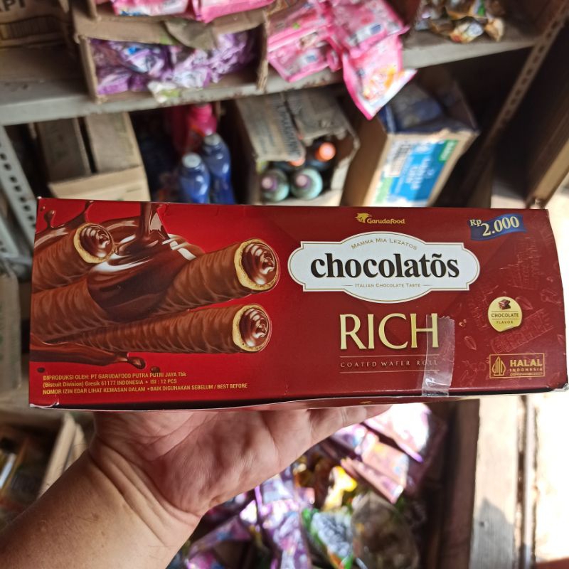 Jual Chocolatos RICH COATED WAFER ROLL Rasa Cokelat | Shopee Indonesia