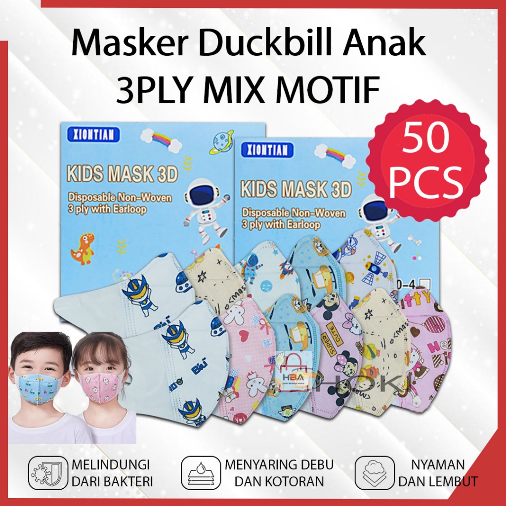 Jual Masker Anak Duckbill 50 PCS MIX GAMBAR LUCU Motif Random Cowok ...
