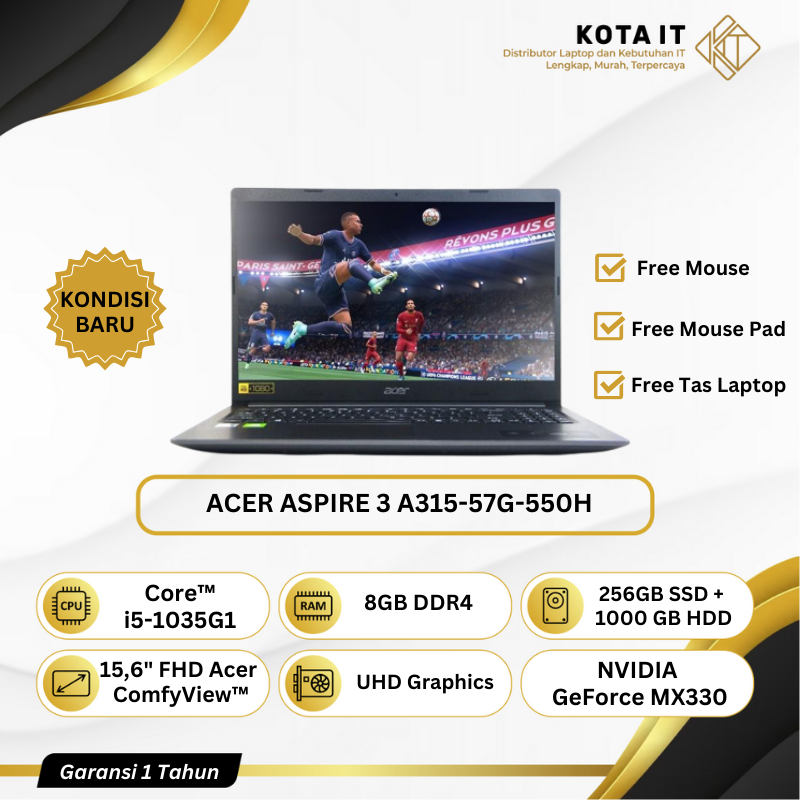 Jual LAPTOP dual VGA ACER ASPIRE 3 A315-57G- 550H - CORE i5 GEN 10 RAM ...