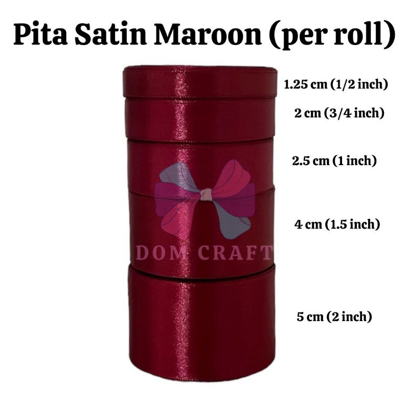 Jual PITA SATIN MAROON / PITA SATIN WARNA MERAH MAROON PER ROLL ...