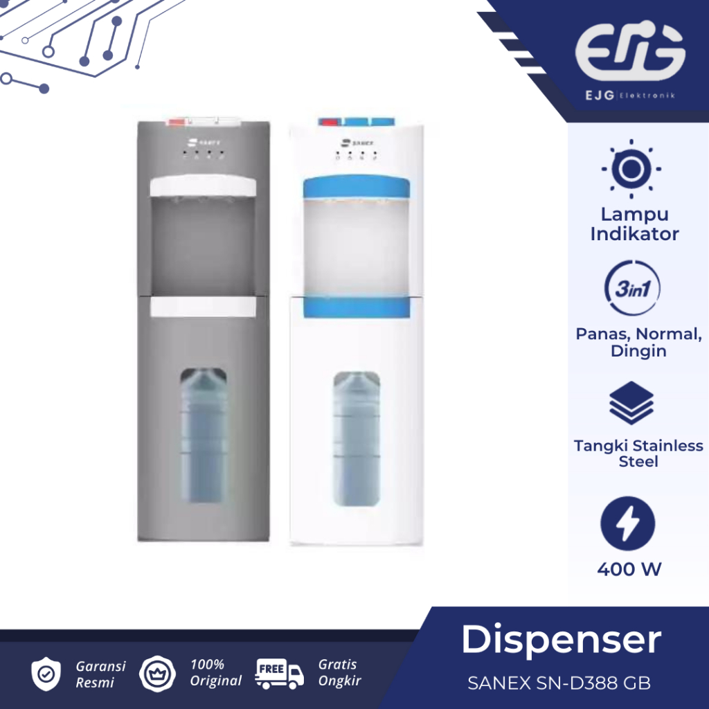 Jual Sanex Dispenser Galon Bawah Hot, Normal, & Cool SN D388 GB Tangki ...